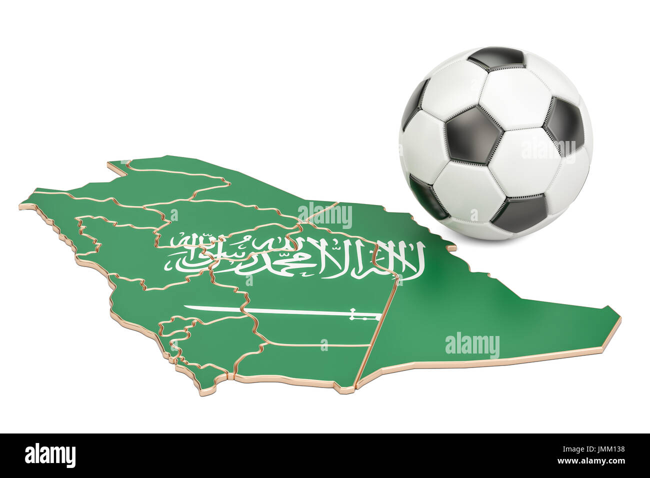 Football ball with map of Saudi Arabia concept, 3D rendering Stock ...