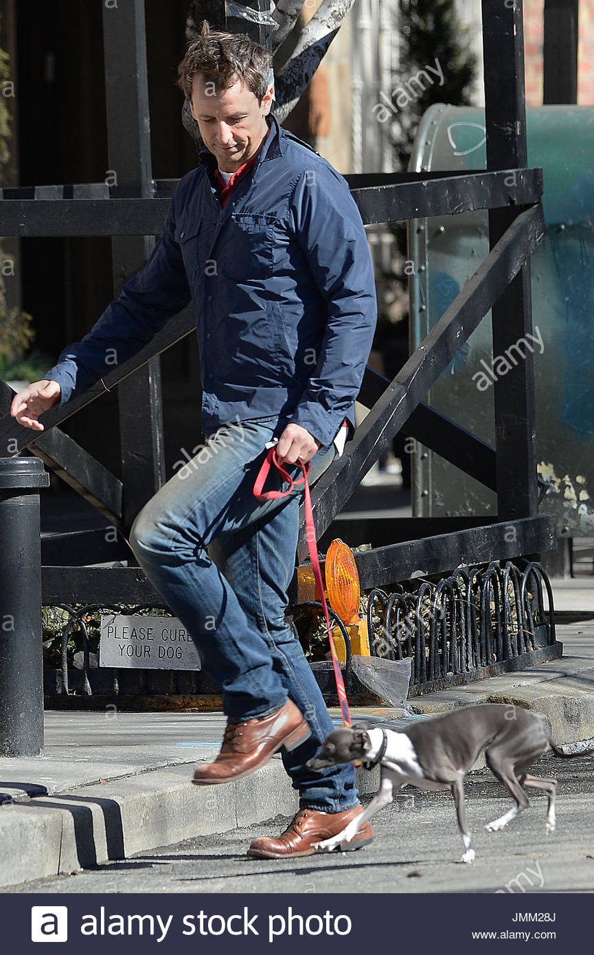 Seth Meyers, Frisbee. Seth Meyers walked his dog Frisbee in the West ...