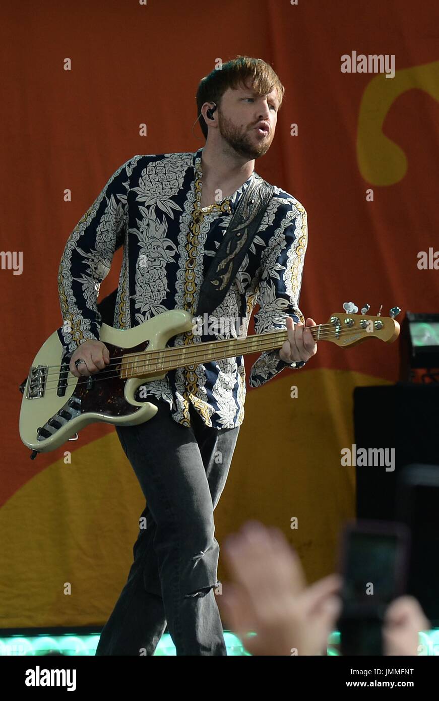 New York, NY, USA. 28th July, 2017. Ben McKee, Imagine Dragons on stage ...