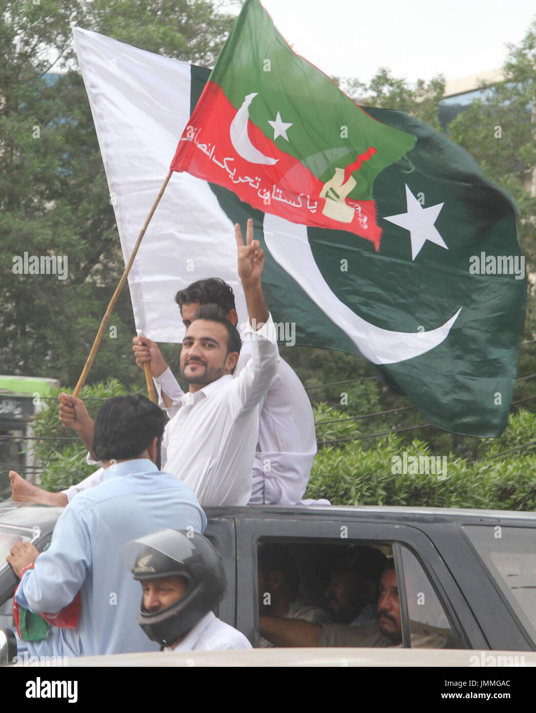 Activists of Tehreek-e-Insaf are holding celebration rally on Panama ...