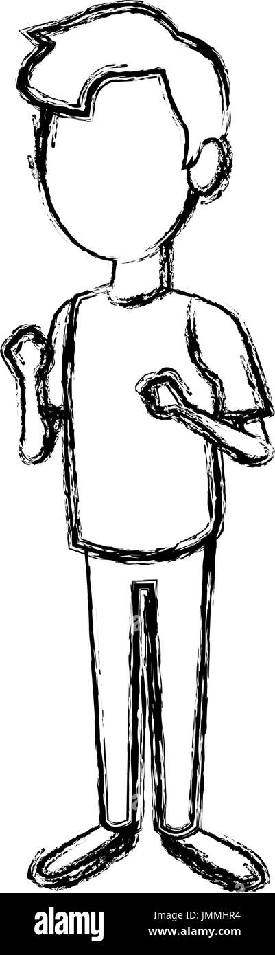 Sketch Of A Boy Standing