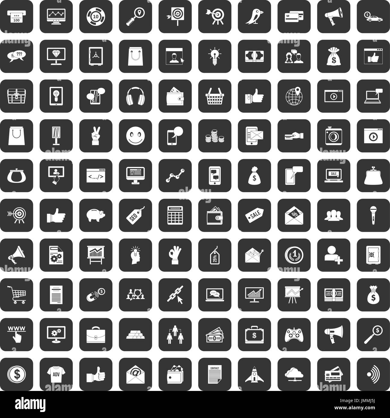 100 digital marketing icons set black Stock Vector Image & Art - Alamy