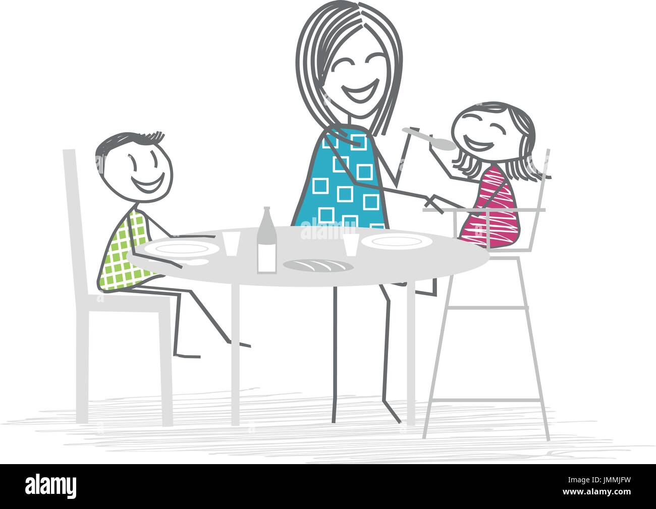 Happy family mother nanny Stock Vector Images - Alamy