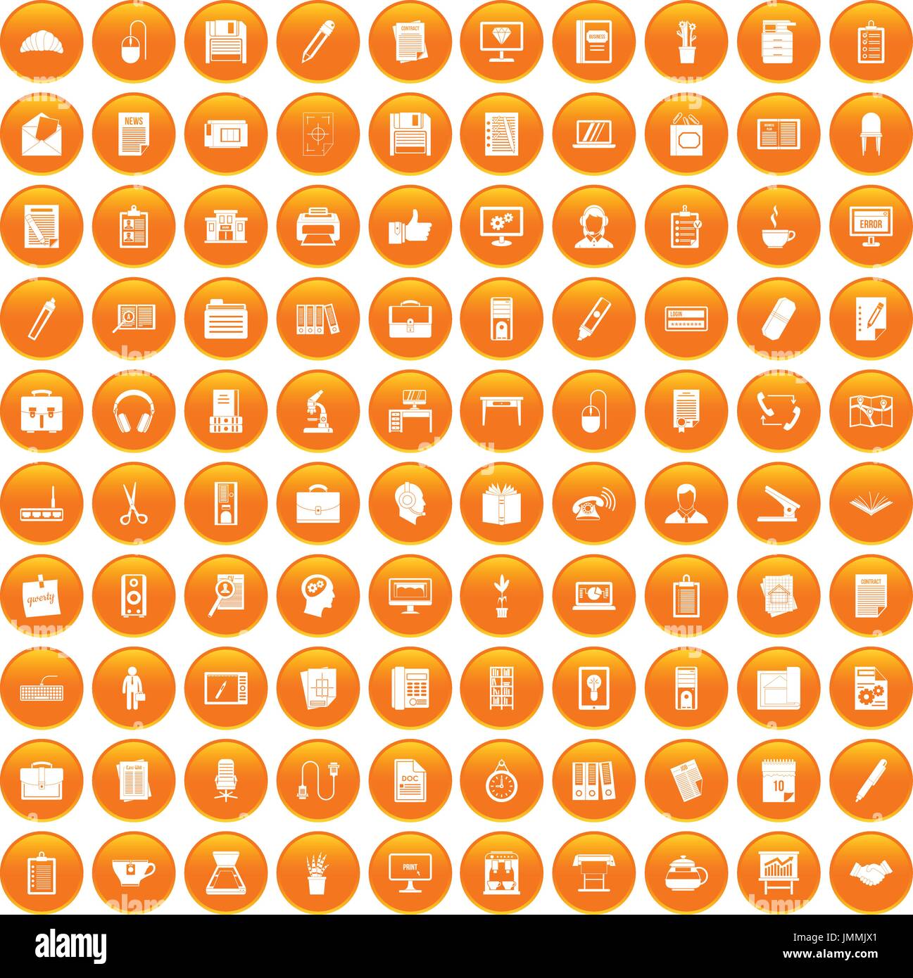 100 office icons set orange Stock Vector Image & Art - Alamy