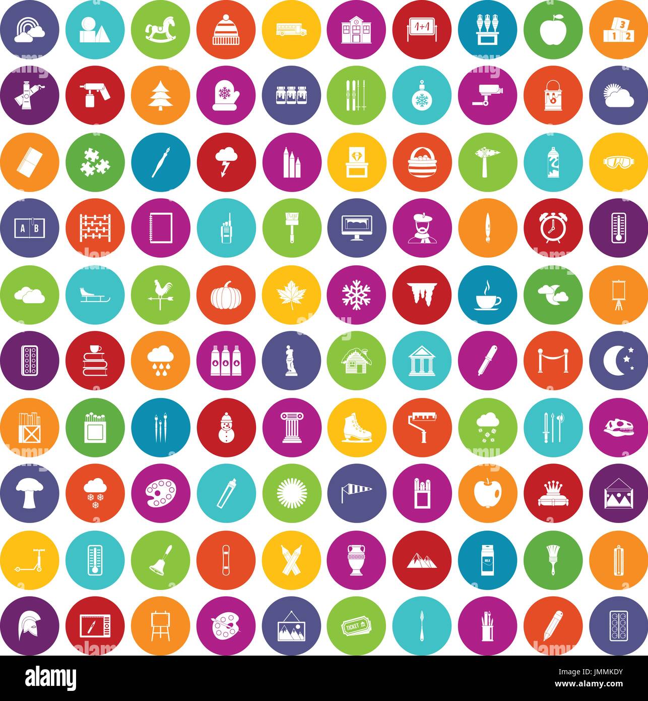 100 drawing icons set color Stock Vector Image & Art - Alamy