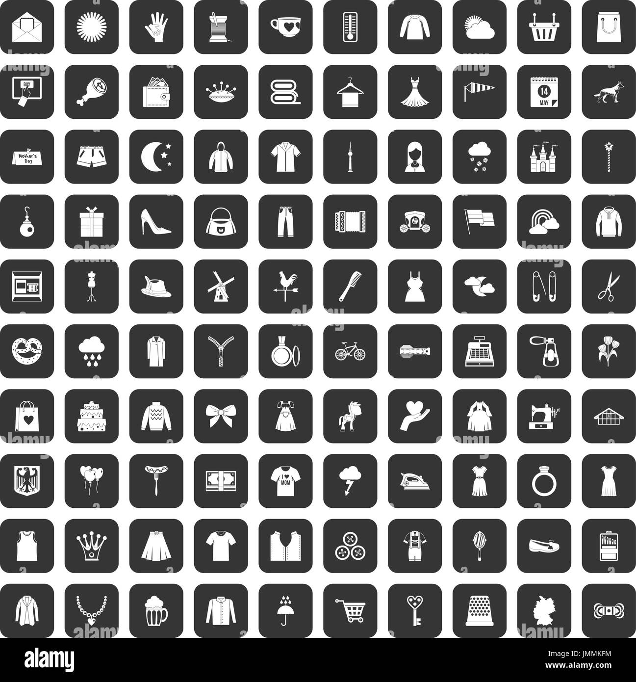 100 dress icons set black Stock Vector Image & Art - Alamy