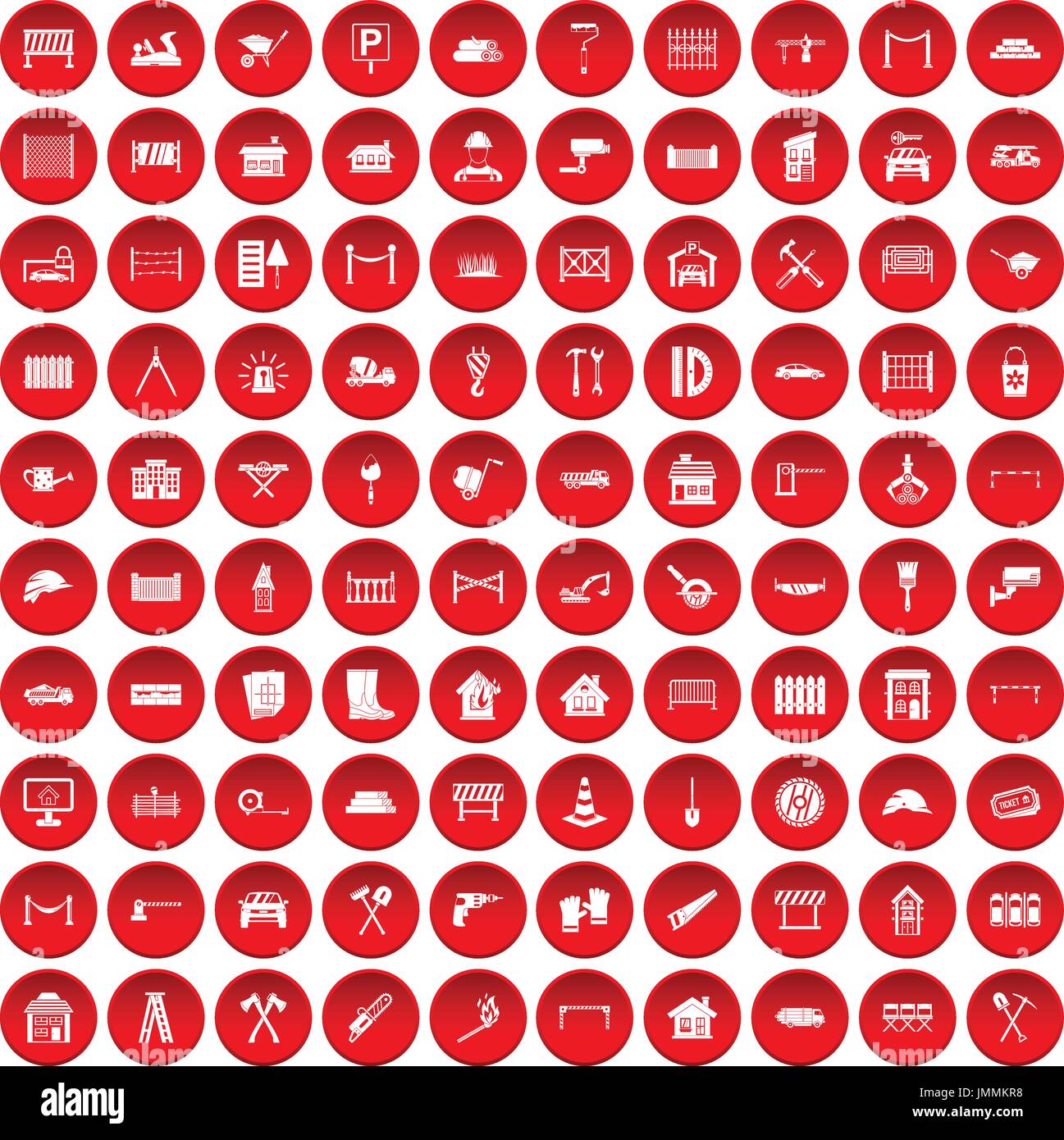 100 fence icons set red Stock Vector Image & Art - Alamy