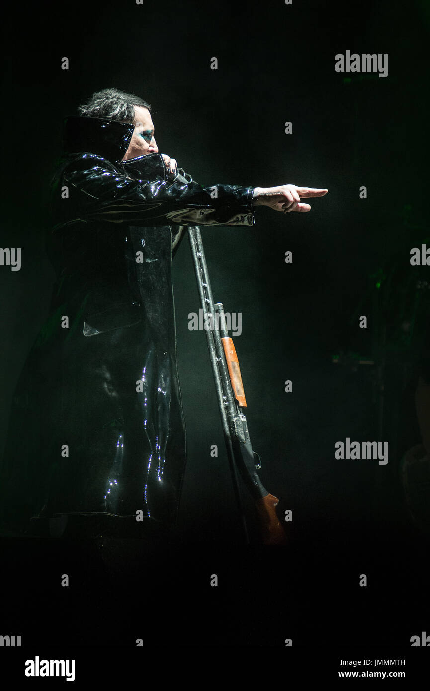Rock'n'Roll singer Marilyn Manson, in concert at Capannelle Arena, Rome ...