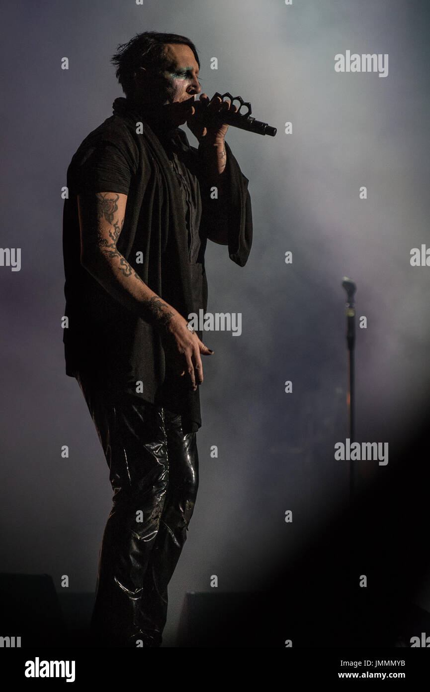 Rock'n'Roll singer Marilyn Manson, in concert at Capannelle Arena, Rome ...