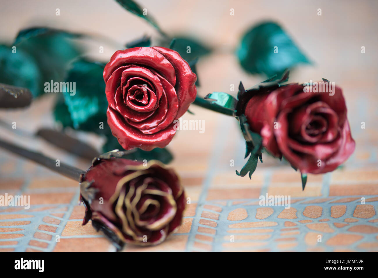 Beautiful handmade wrought iron rose from Russia Stock Photo - Alamy