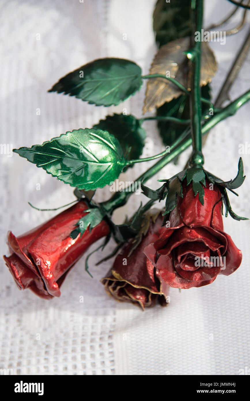 Beautiful handmade wrought iron rose from Russia Stock Photo - Alamy