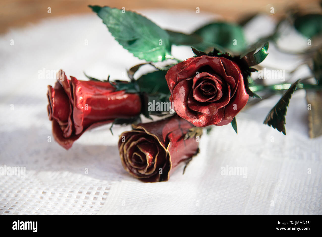 Beautiful handmade wrought iron rose from Russia Stock Photo - Alamy