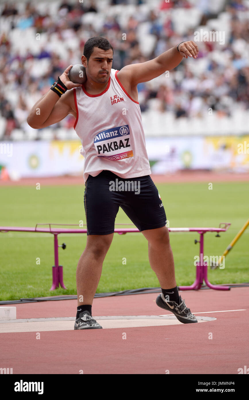 Saman Pakbaz competing in the Shot Put in the World Para Athletics ...