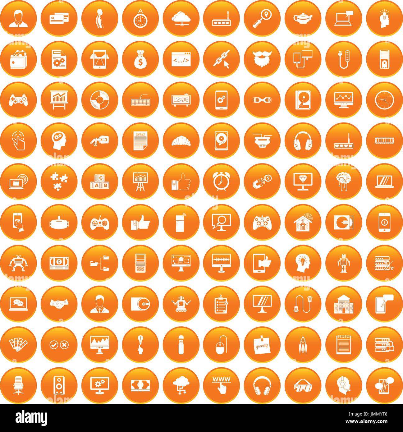 100 programmer icons set orange Stock Vector Image & Art - Alamy