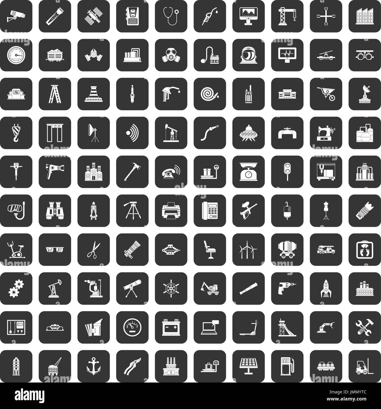 100 equipment icons set black Stock Vector Image & Art - Alamy
