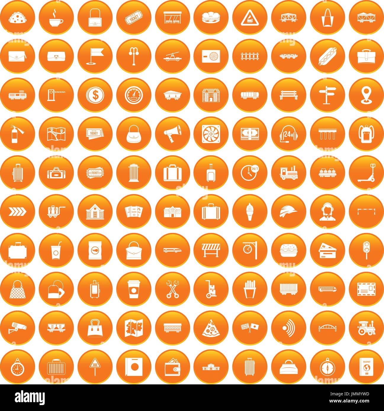 100 railway icons set orange Stock Vector Image & Art - Alamy
