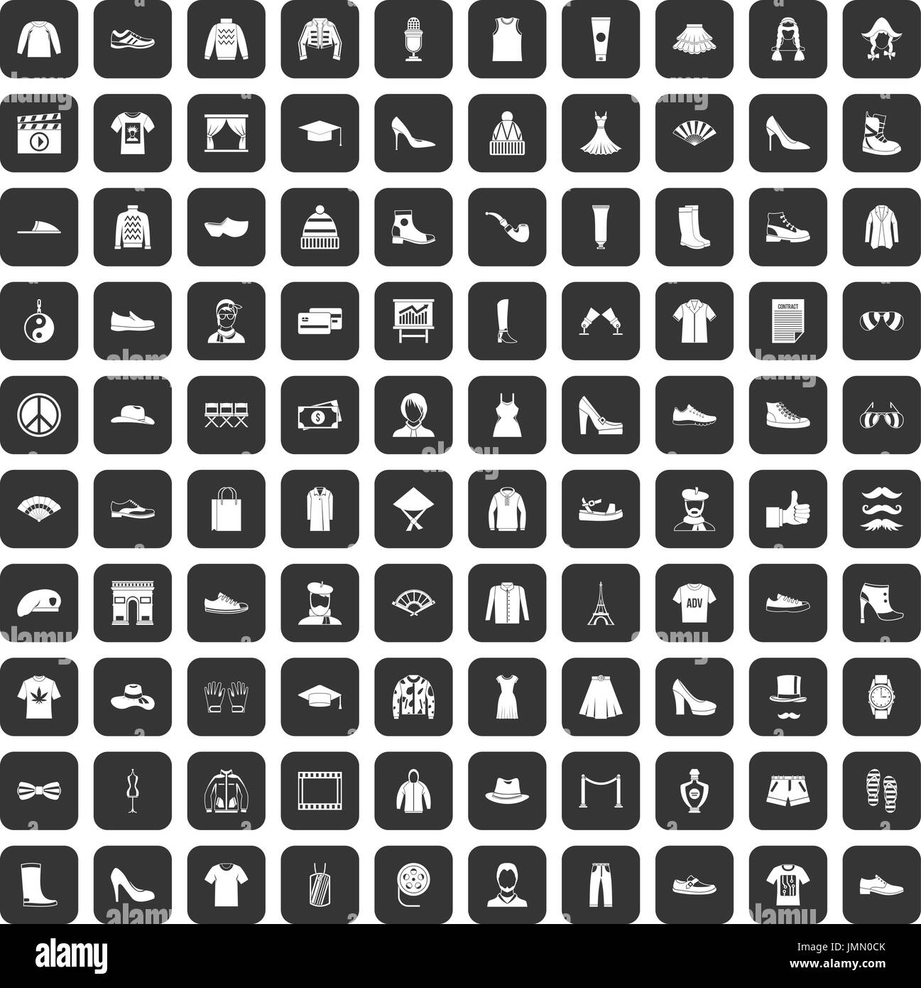 100 fashion icons set black Stock Vector Image & Art - Alamy