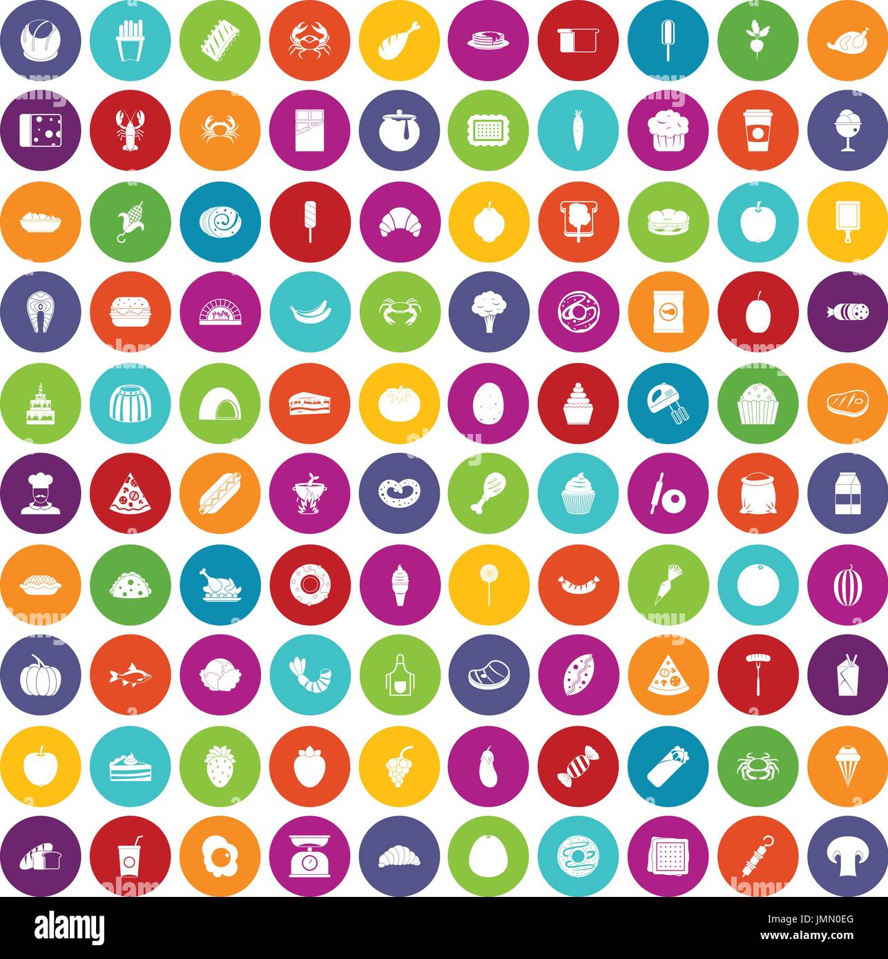 100 favorite food icons set color Stock Vector Image & Art - Alamy