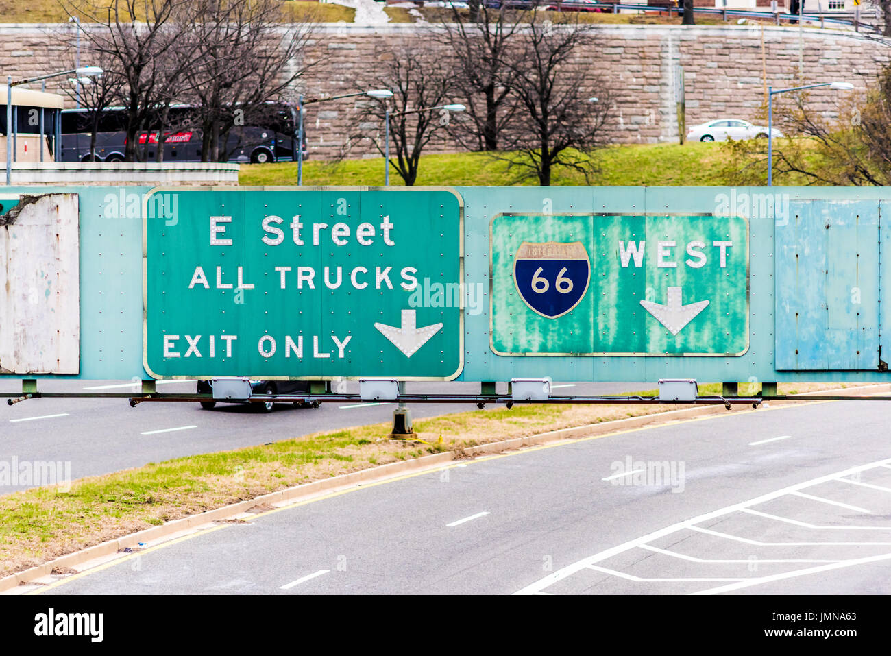 Washington DC, USA - March 20, 2017: Aerial view of interstate highway ...