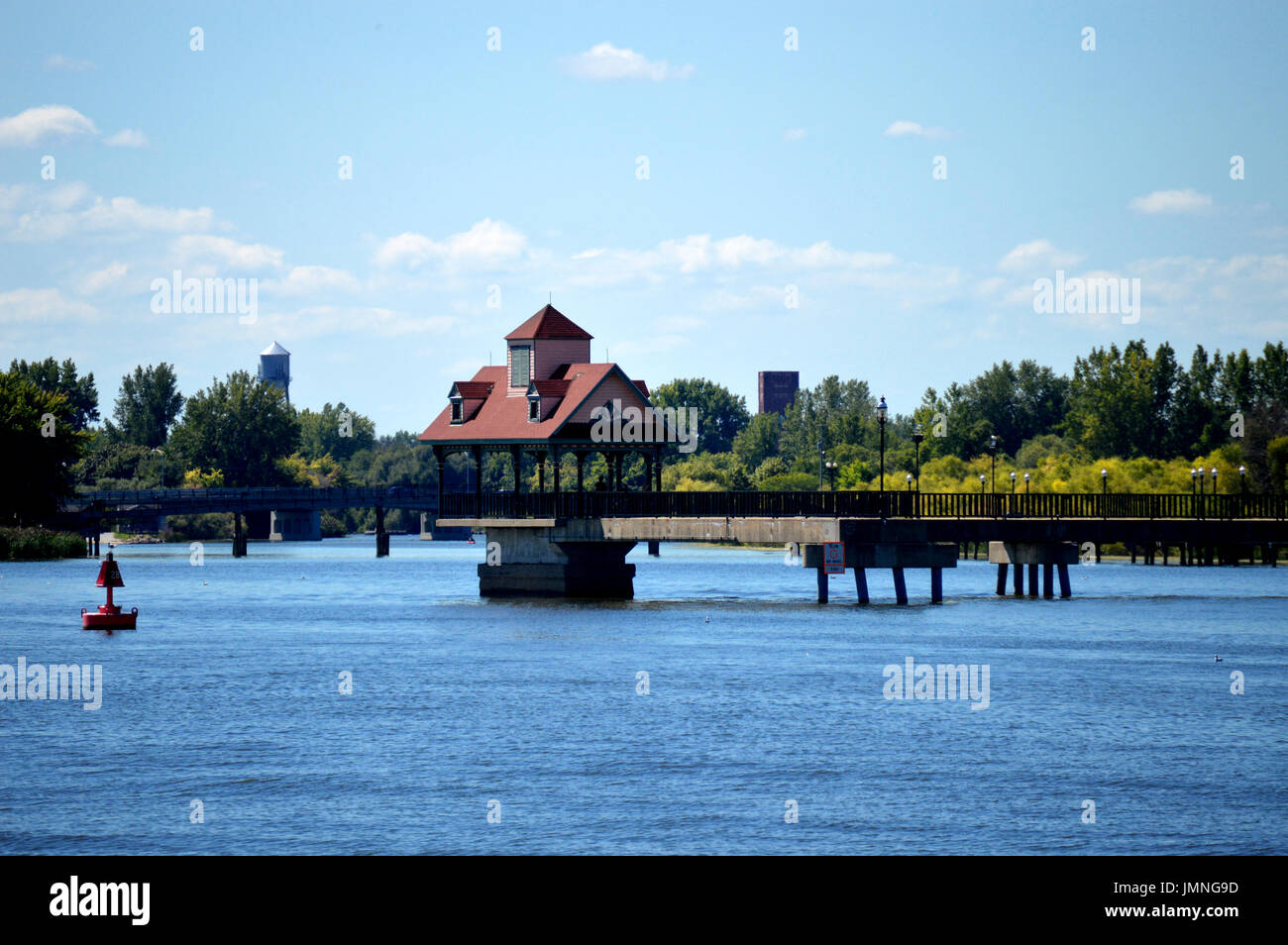 River walk out into the Saginaw River in Bay City, Michigan Stock Photo ...