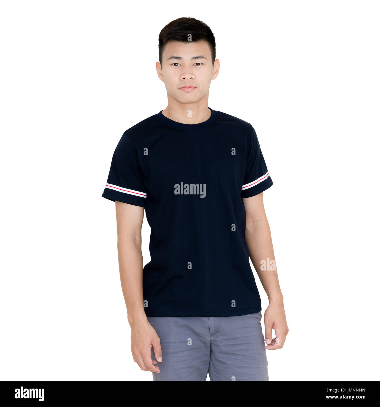 Portrait of a young handsome asian man. Isolated on white background ...