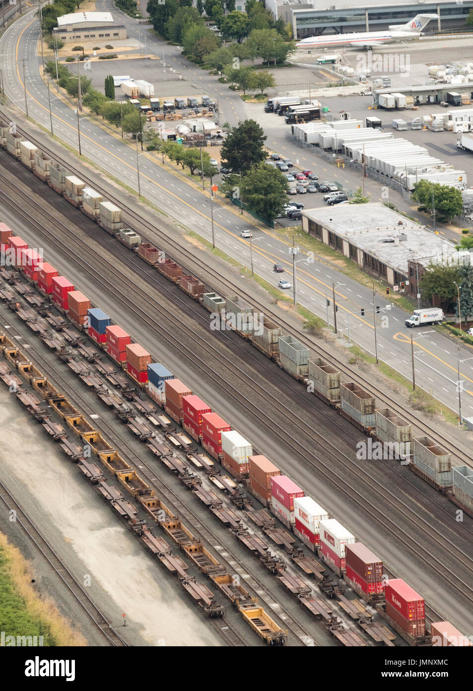 Union Pacific railroad tracks beside Boeing Field, Seattle, Washington ...