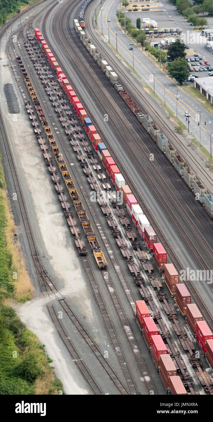 Union Pacific railroad tracks beside Boeing Field, Seattle, Washington ...