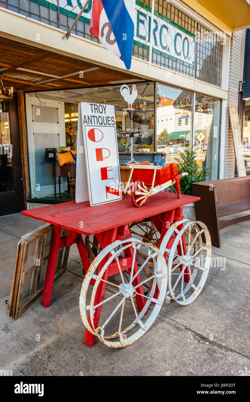 A sidewalk display for Troy Antiques, a small antique store on the main ...