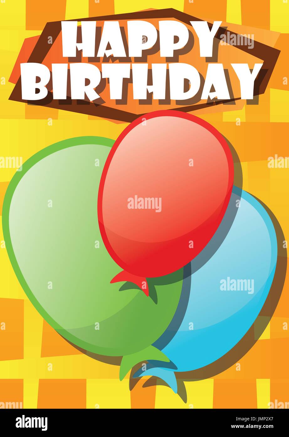 Playful Illustration Birthday Card Balloons for the creative use in ...