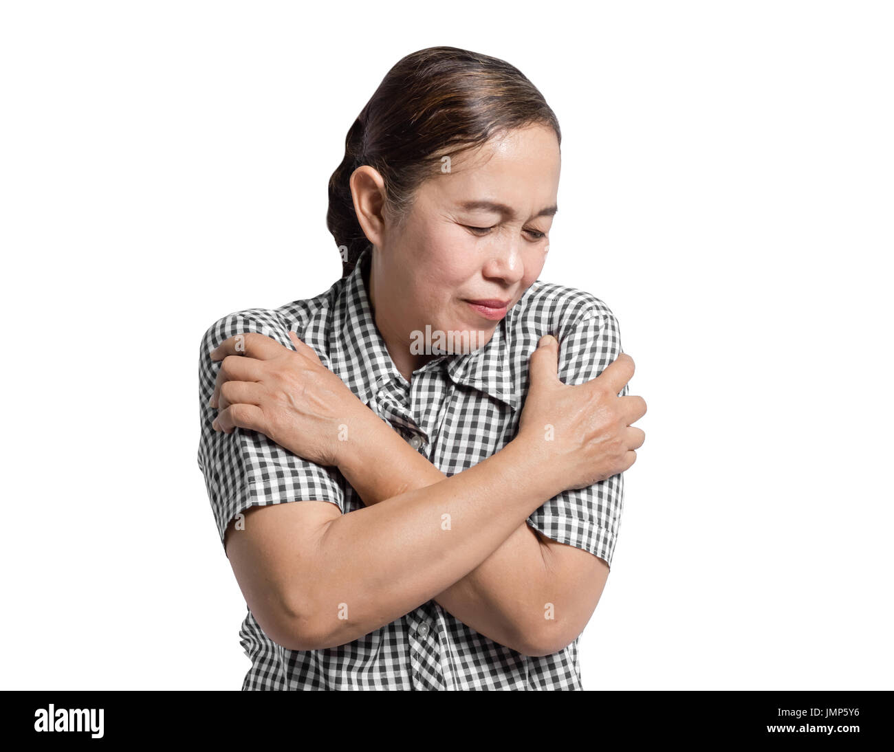 Woman hugging herself hi-res stock photography and images - Alamy