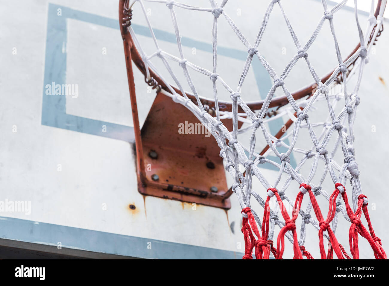 Close up basketball hoop net with drity old board Stock Photo - Alamy