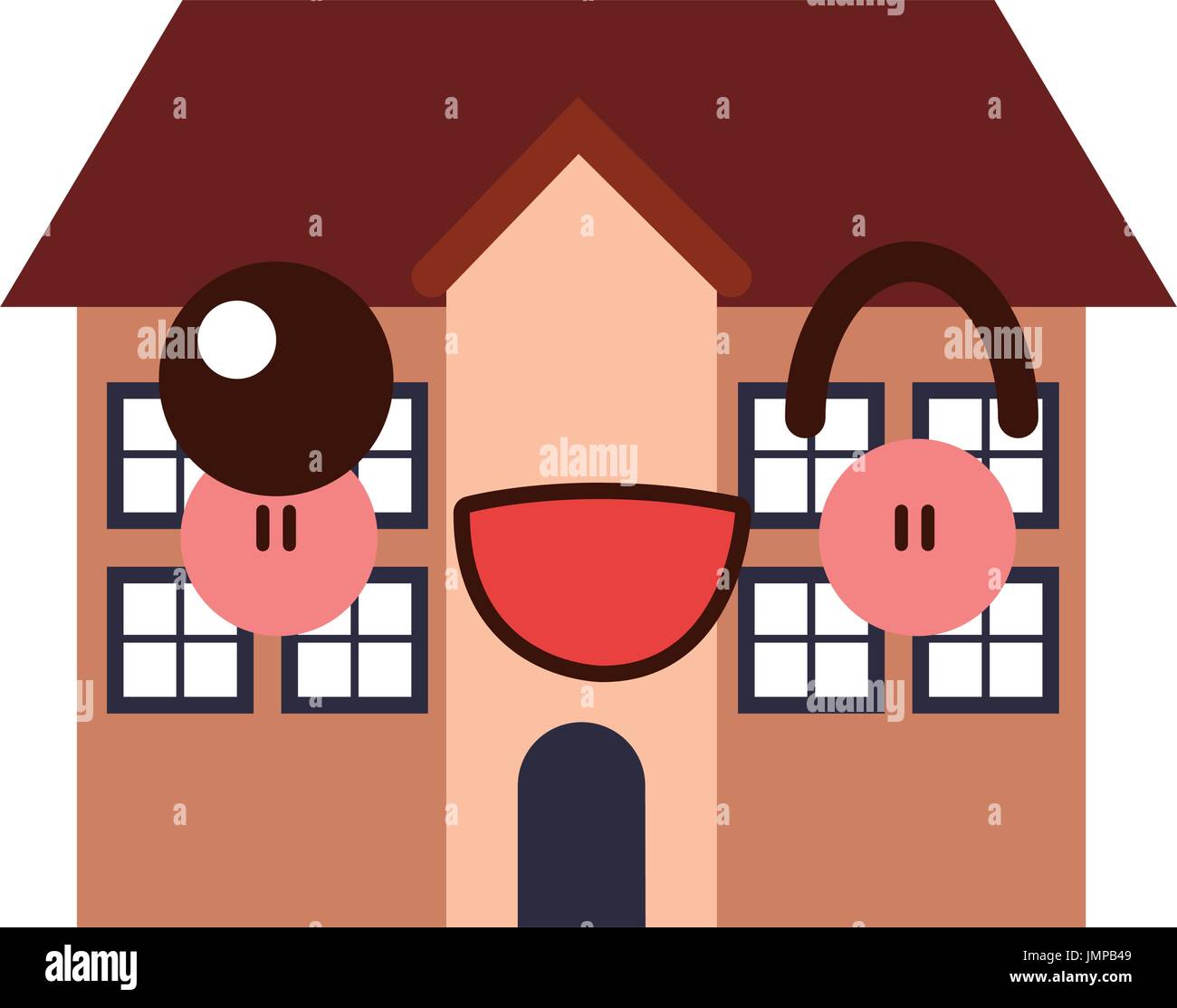 kawaii building facade exterior chimney roof Stock Vector Image & Art ...