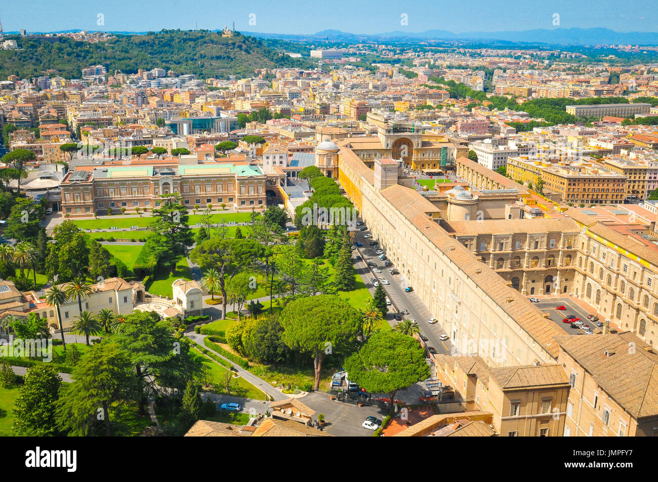 Aerial view of Vatican as seen from the top of Saint Peter basilica ...