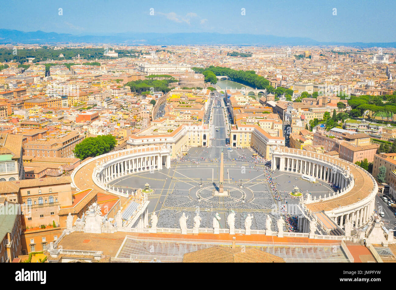 Aerial view of Vatican as seen from the top of Saint Peter basilica ...