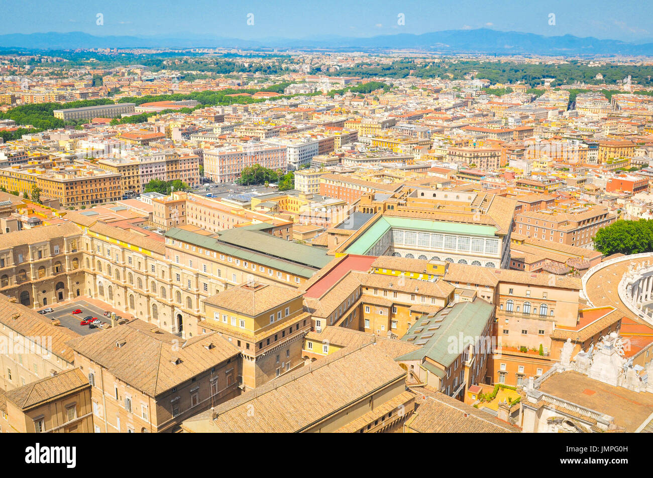 Aerial view of Vatican as seen from the top of Saint Peter basilica ...