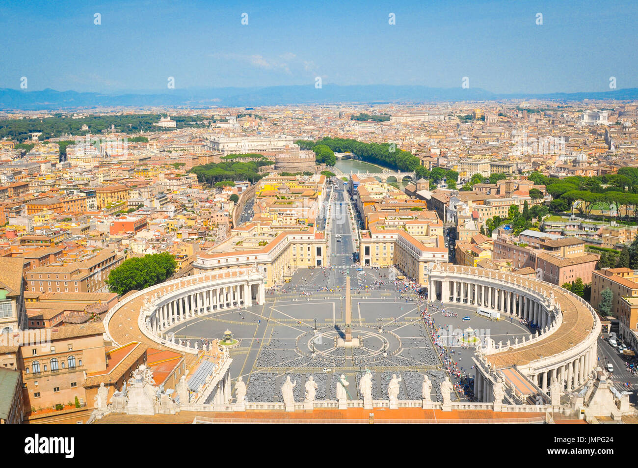 Aerial view of Vatican as seen from the top of Saint Peter basilica ...