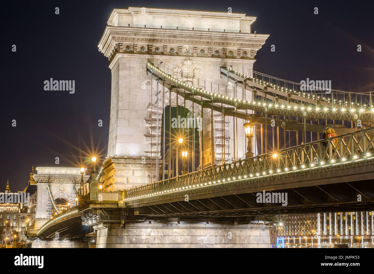 Danube chain bridge evening hi-res stock photography and images - Alamy