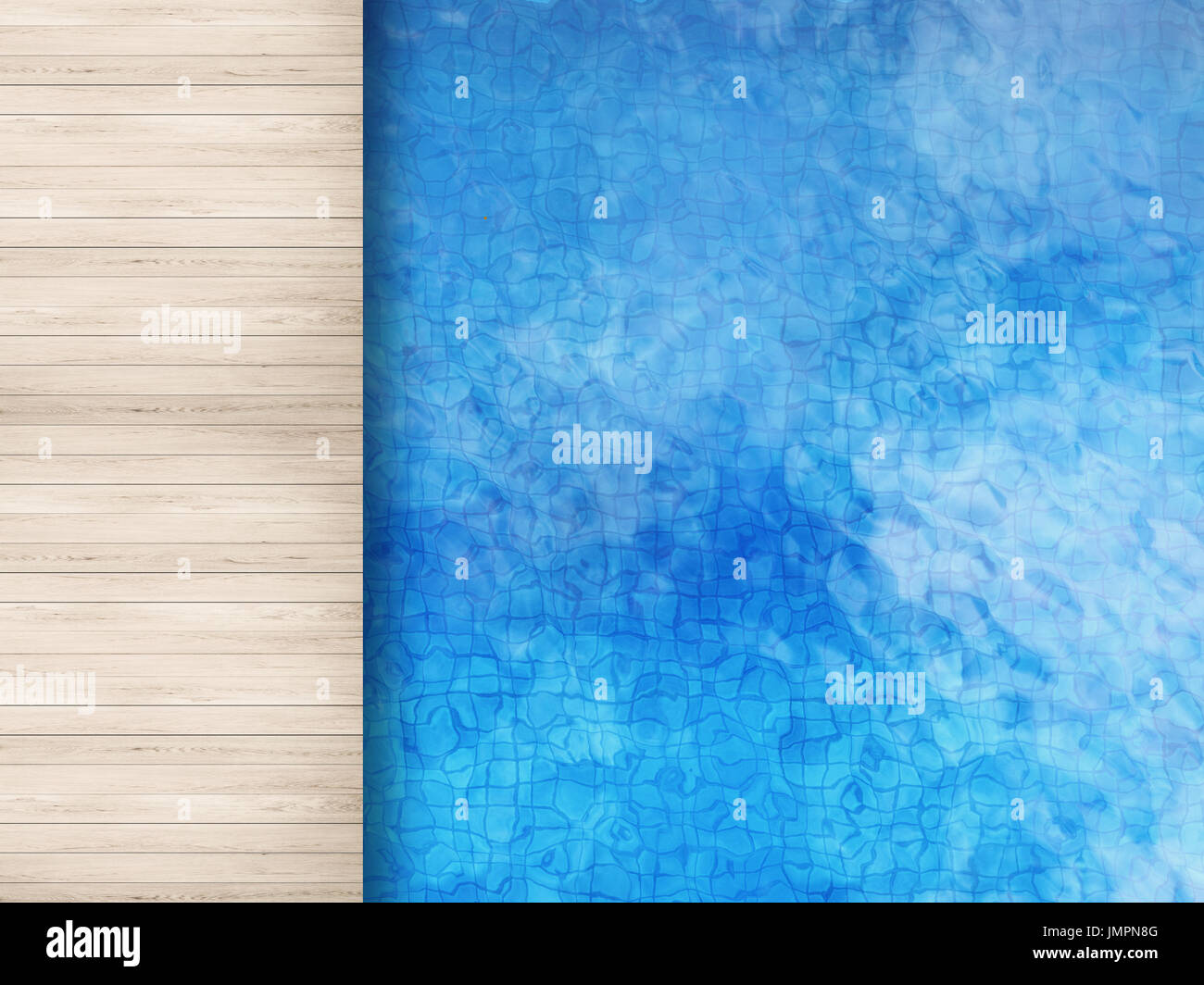 3d rendering pool top view with wooden floor Stock Photo - Alamy