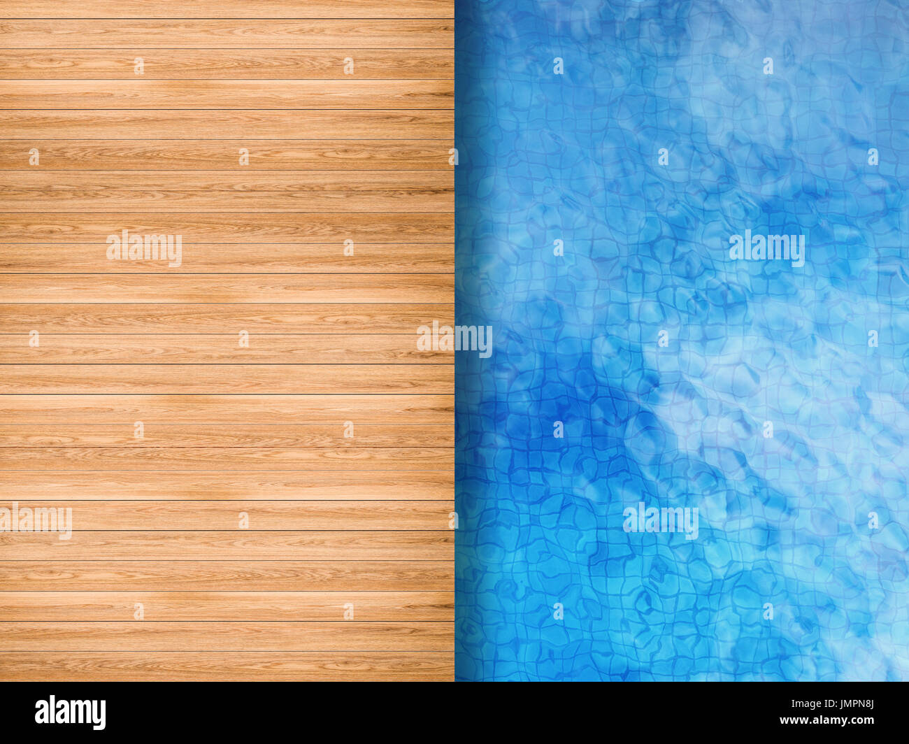 3d rendering pool top view with wooden floor Stock Photo - Alamy