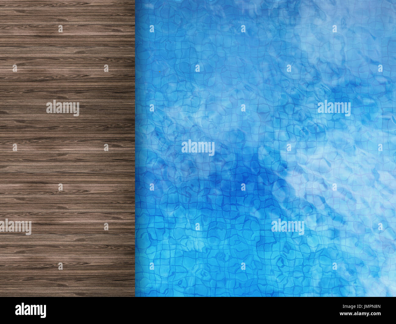3d rendering pool top view with wooden floor Stock Photo - Alamy