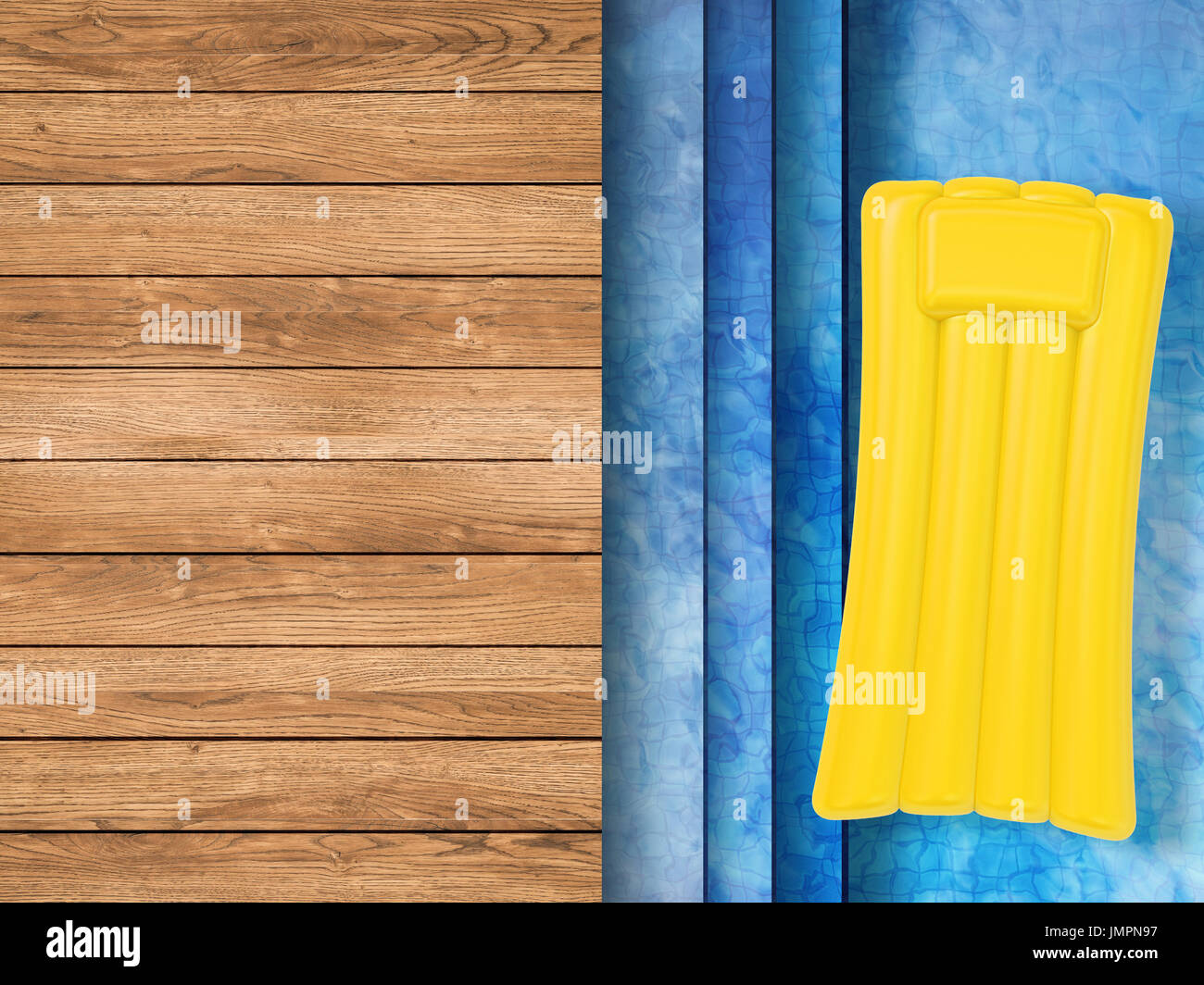 3d rendering pool top view with inflatable raft Stock Photo - Alamy