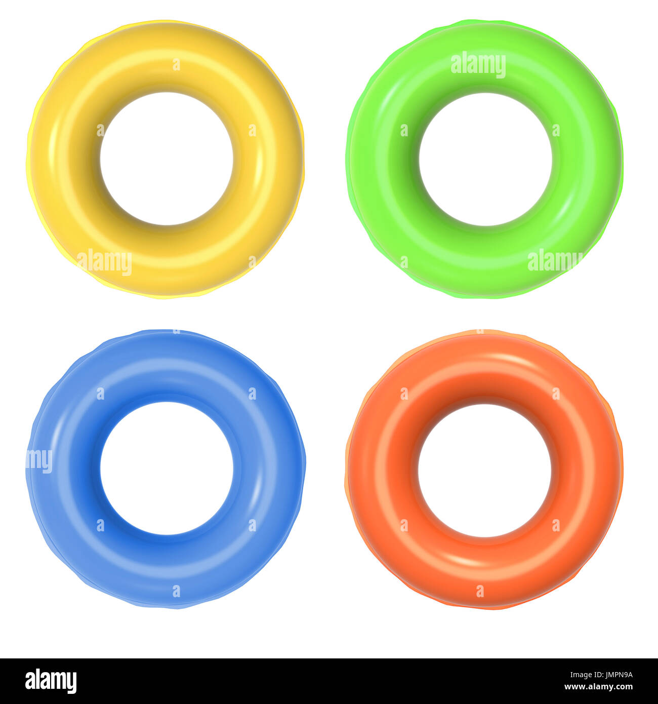 3d rendering colorful swim rings isolated on white Stock Photo - Alamy