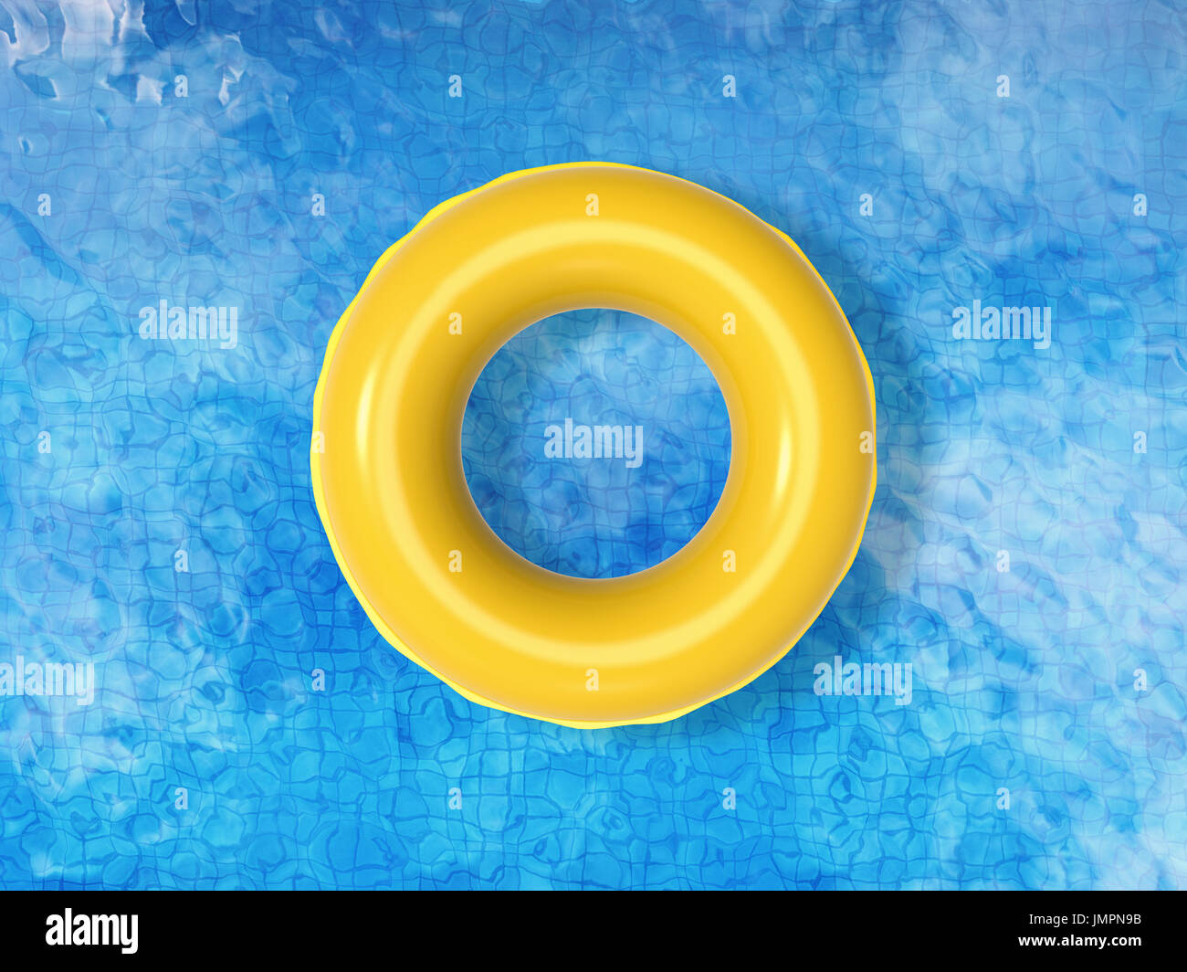 3d rendering swim ring floating on pool top view Stock Photo - Alamy