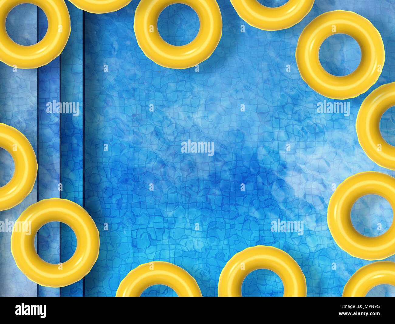 3d rendering swim ring floating on pool top view Stock Photo - Alamy