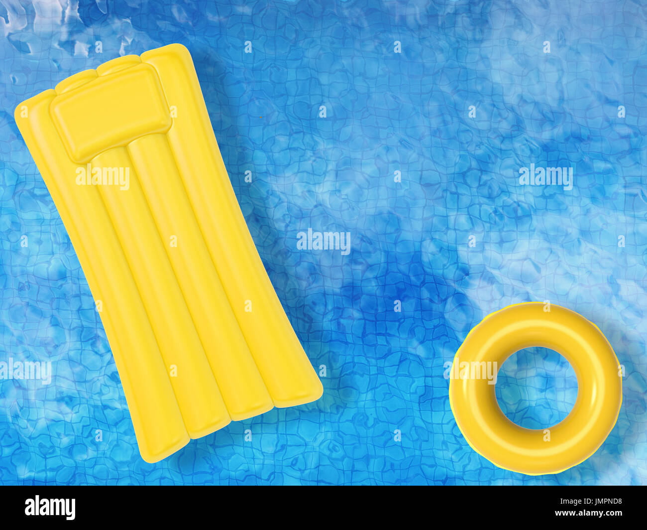 inflatable toys floating on pool top view Stock Photo - Alamy