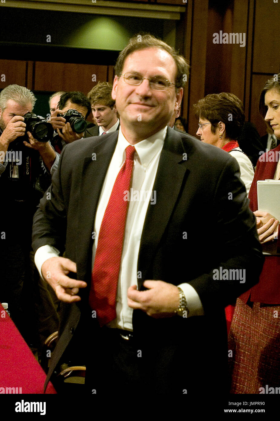 Washington, D.C. - January 12, 2006 -- Judge Samuel A. Alito fixes his ...