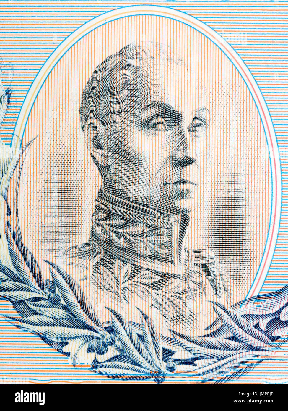 Simon Bolivar portrait from Colombian money Stock Photo - Alamy