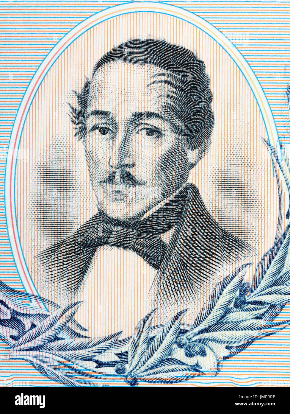 Francisco de Paula Santander portrait from Colombian money Stock Photo ...