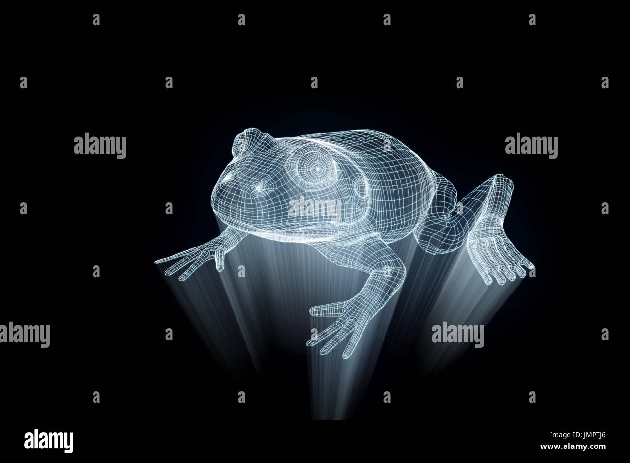 Frog in Hologram Wireframe Style. Nice 3D Rendering Stock Photo - Alamy