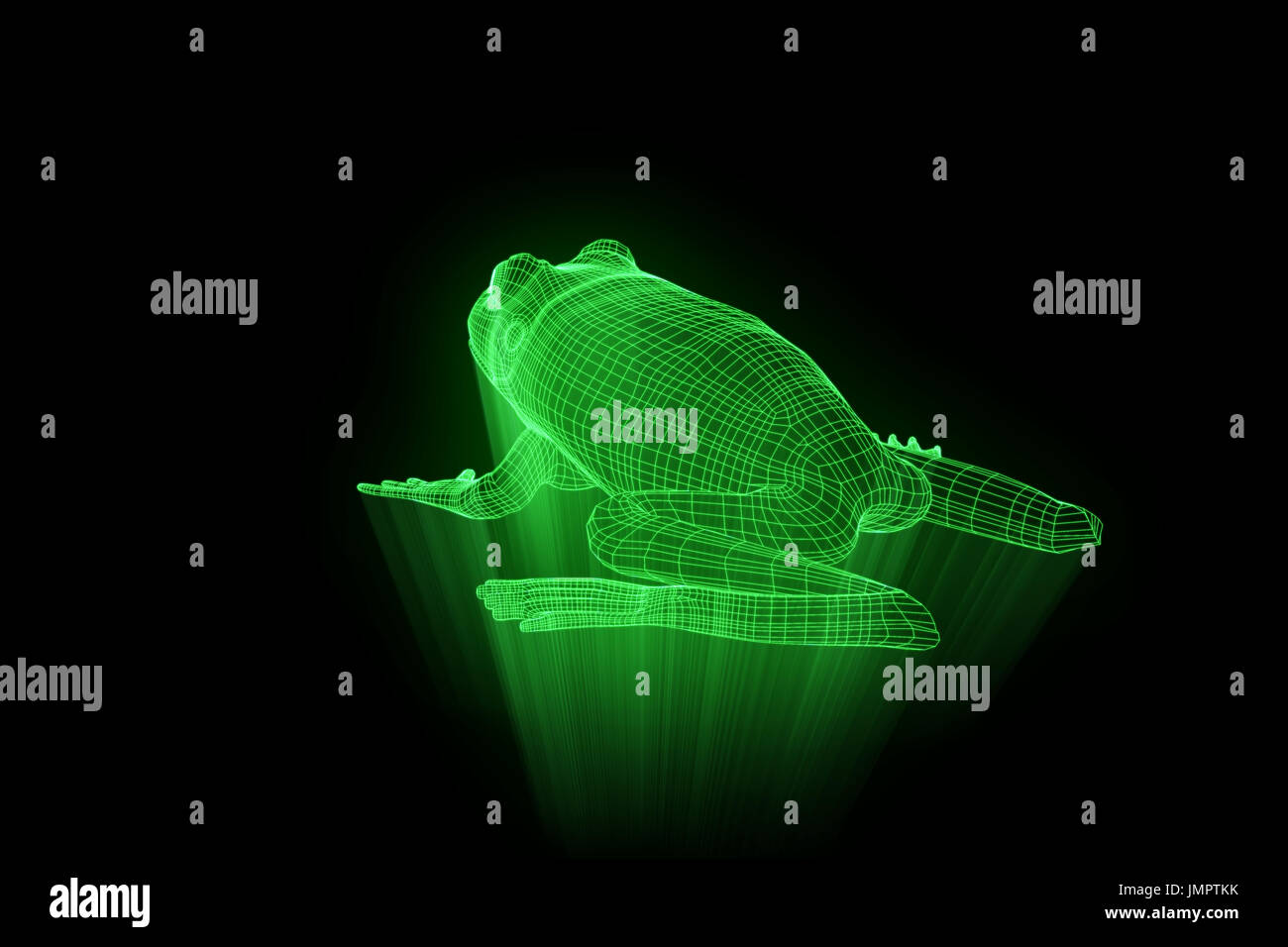 Frog in Hologram Wireframe Style. Nice 3D Rendering Stock Photo - Alamy